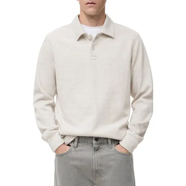 Mango Ribbed Long Sleeve Polo - Ecru