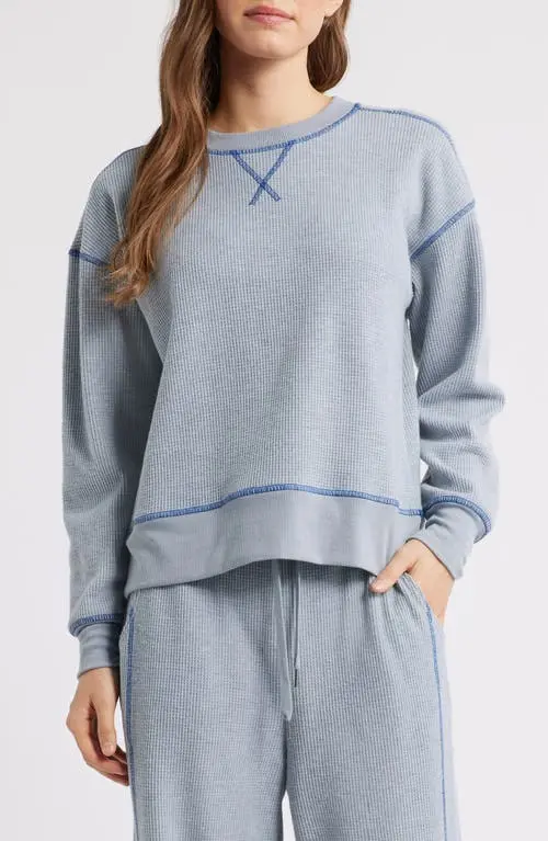 CITY BLUES Contrast Stitch Waffle Knit Sweatshirt