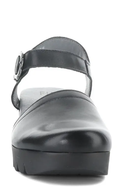 Fly London Ankle Strap Platform Wedge Clogs - Black