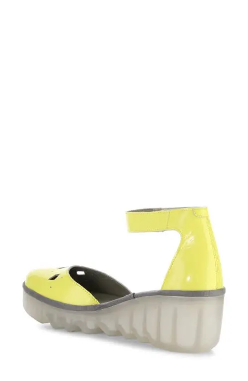 Fly London Boij Ankle Strap Platform Wedge Pumps - Lemon