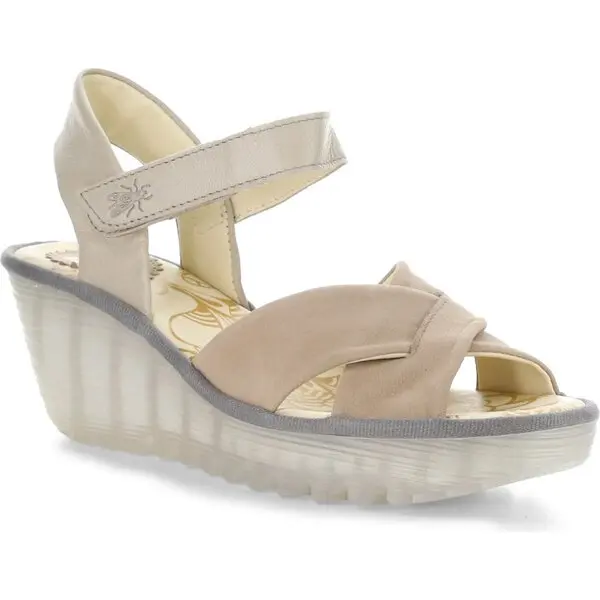 Fly London Yorg Platform Wedge Sandals - Taupe