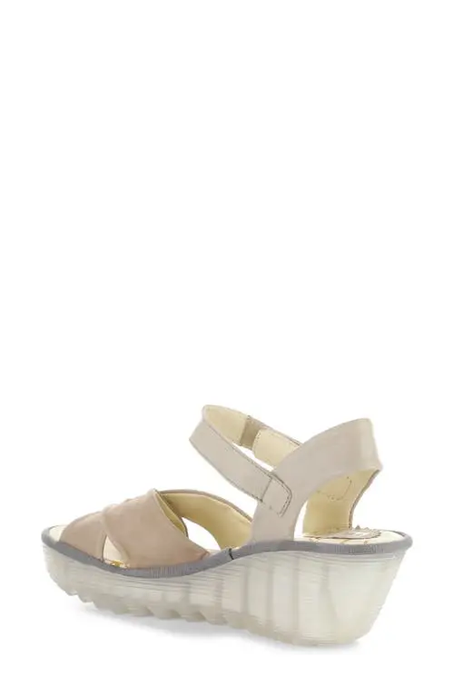 Fly London Yorg Platform Wedge Sandals - Taupe