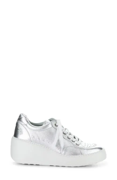 Fly London Derk Platform Wedge Sneakers - 002 Silver