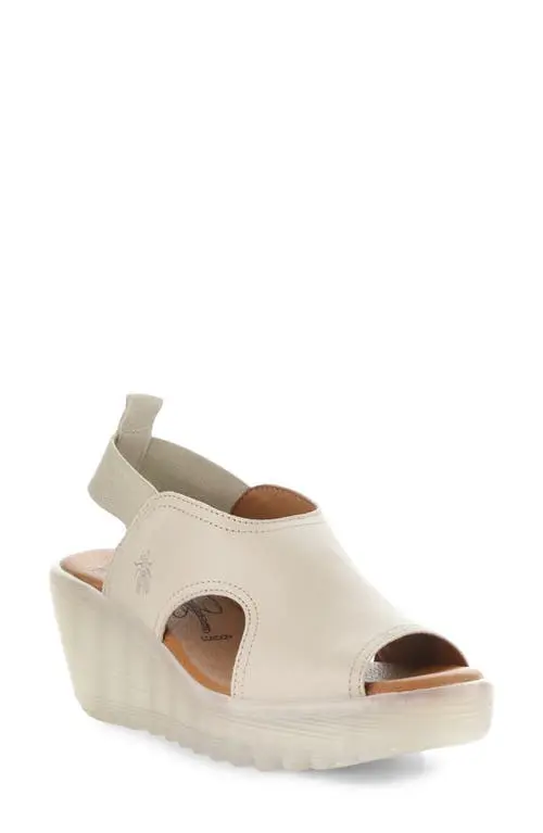 Fly London Liku Slingback Platform Wedge Sandal - Taupe