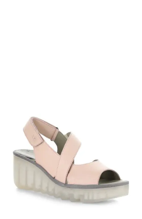 Fly London Basy Slingback Platform Wedge Sandal - Nude Pink