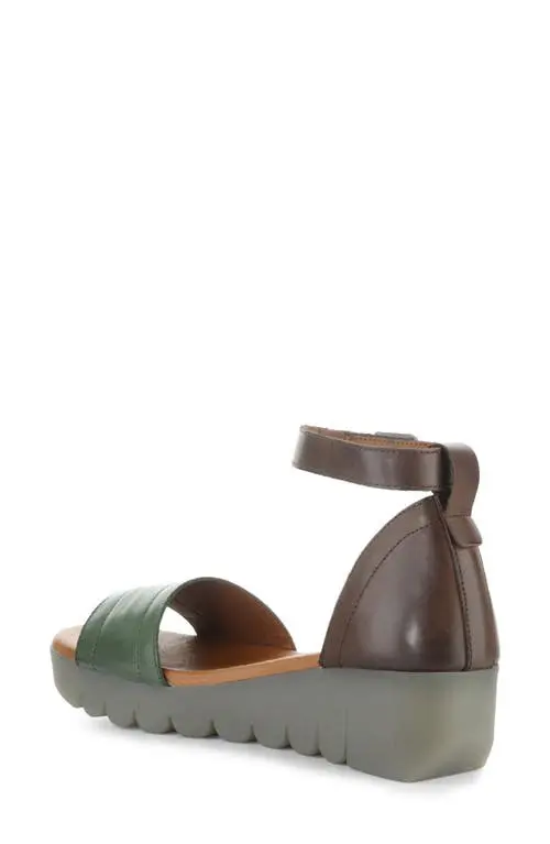 Fly London Voik Ankle Strap Platform Wedge Sandal - Green/brown