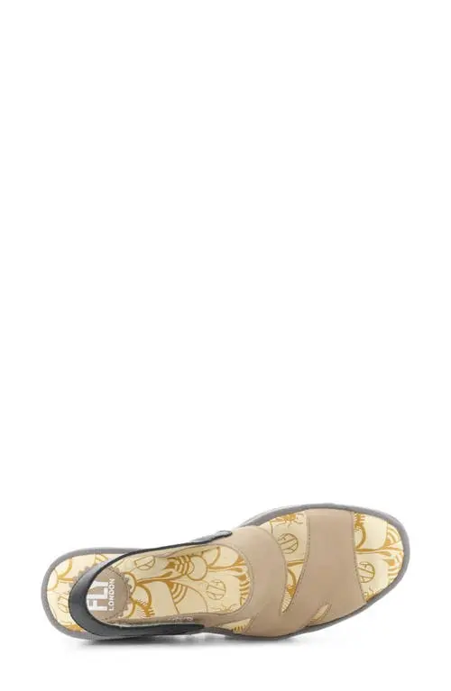 Fly London Yaad Platform Wedge Slingback Sandal - Taupe/black
