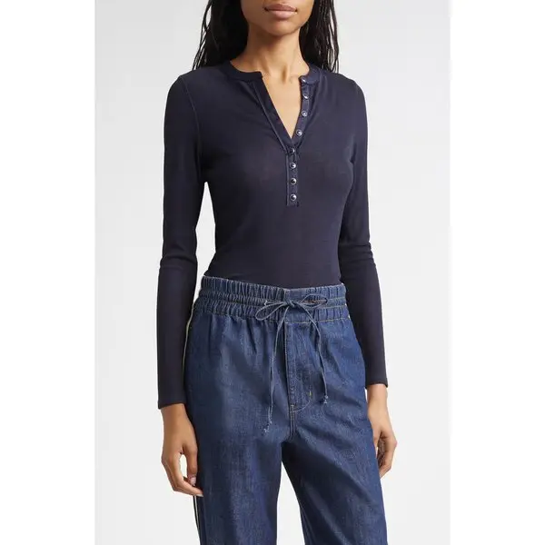 Veronica Beard Drexler Knit Henley Top