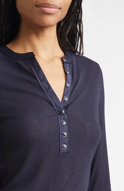 Veronica Beard Drexler Knit Henley Top