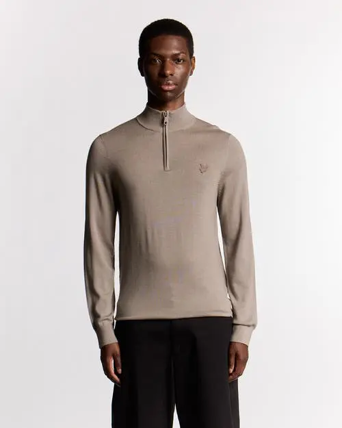 LYLE & SCOTT Merino Quarter Zip Sweater - Cinder