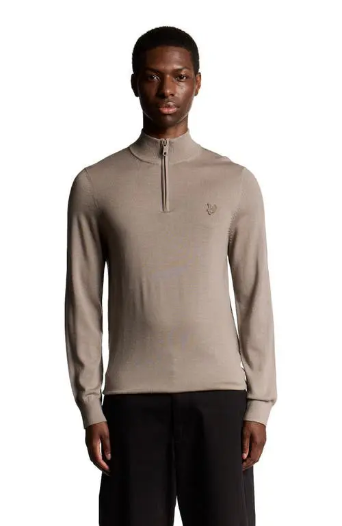 LYLE & SCOTT Merino Quarter Zip Sweater - Cinder