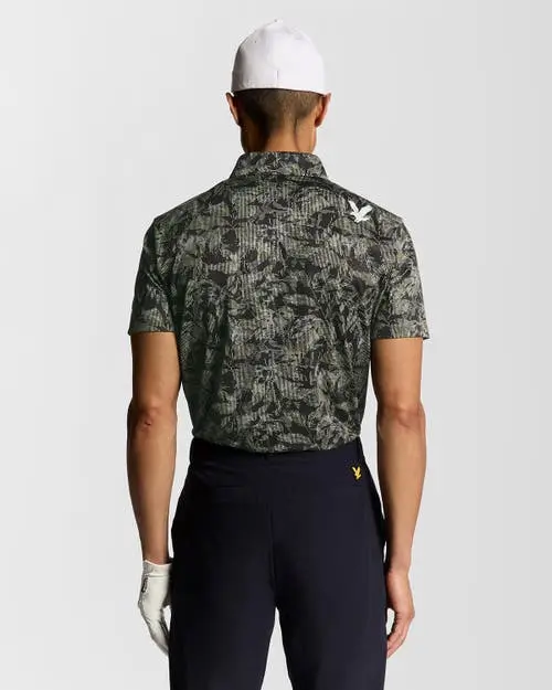 LYLE & SCOTT Golf Digital Floral Polo Shirt - Jet Black