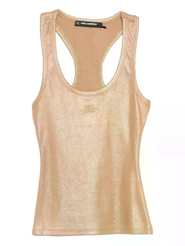 Karl Lagerfeld Logo-embroidered Coated Tank Top - Gold