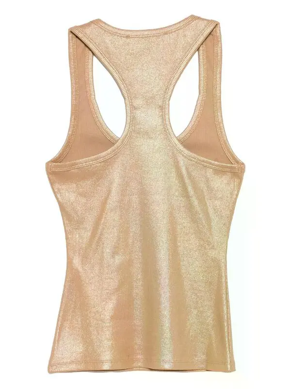 Karl Lagerfeld Logo-embroidered Coated Tank Top - Gold
