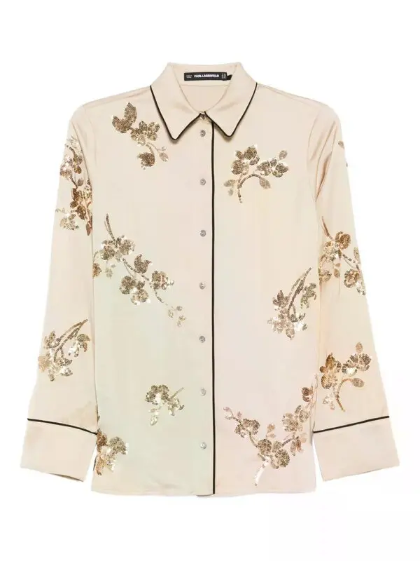 Karl Lagerfeld Sequin-embellished Button-up Blouse