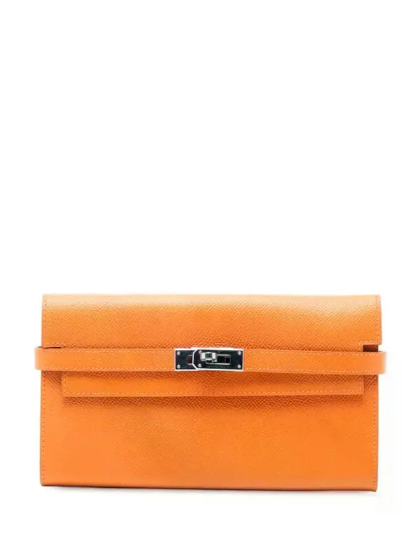 Hermès 2000-2014 Epsom Kelly Trifold Wallet Long Wallets - Orange
