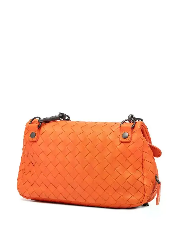 Bottega Veneta Mini Nappa Intrecciato Expandable Chain Flap Crossbody Bag - Orange