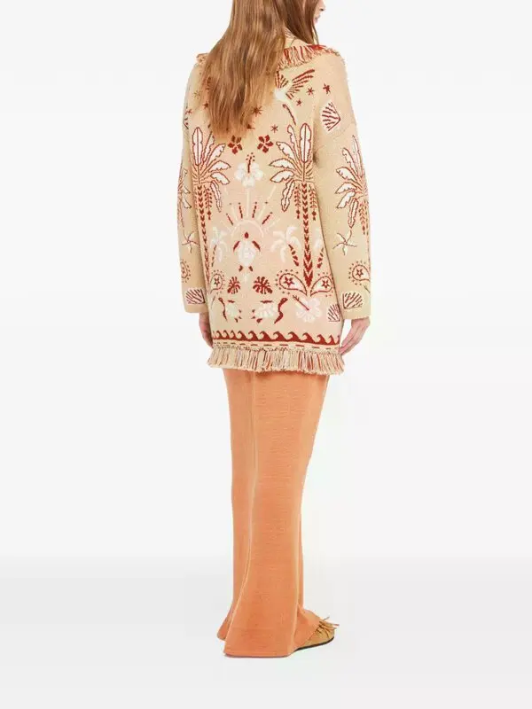 Alanui Fringed Cardigan-coat - Neutrals