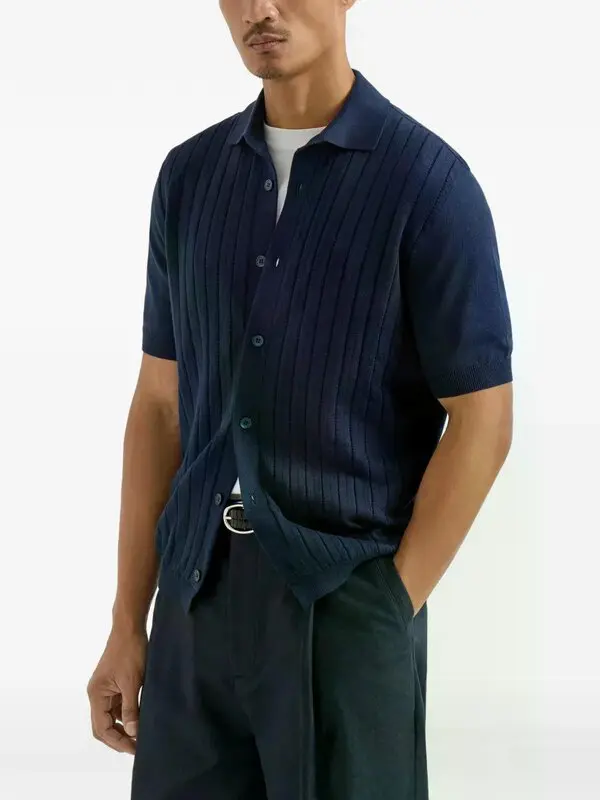 Brunello Cucinelli Ribbed Knit Shirt - Blue