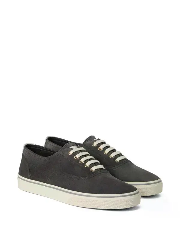 Brunello Cucinelli Reversed Calfskin Lace-up Sneakers - Grey
