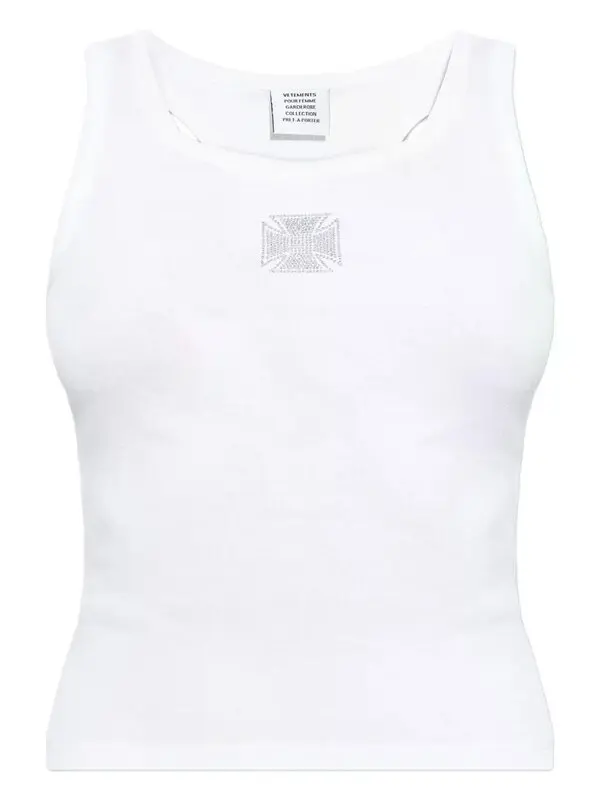 Vetements Embellished Tank Top - White