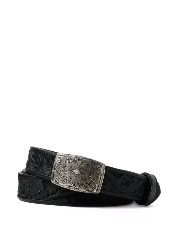 Ralph Lauren Hand-tooled Leather Belt - Black