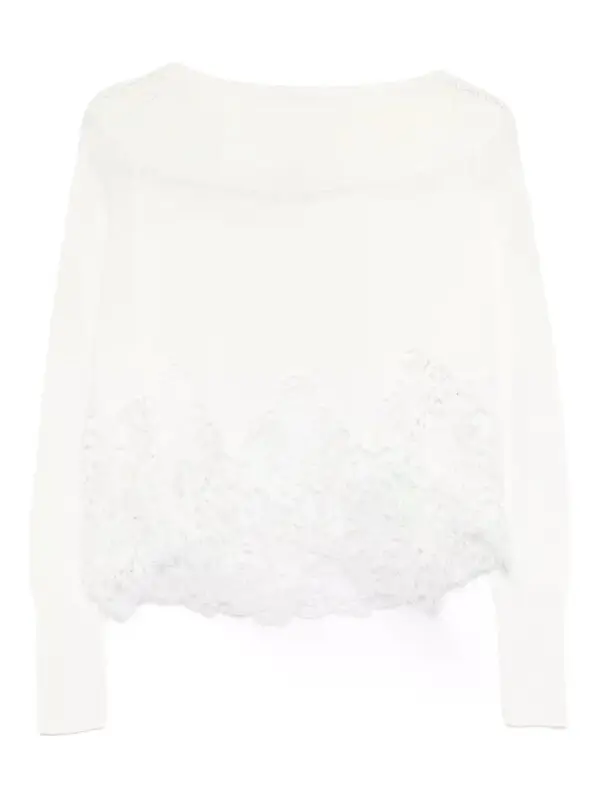 Ermanno Scervino Lace-detail Sweater - White