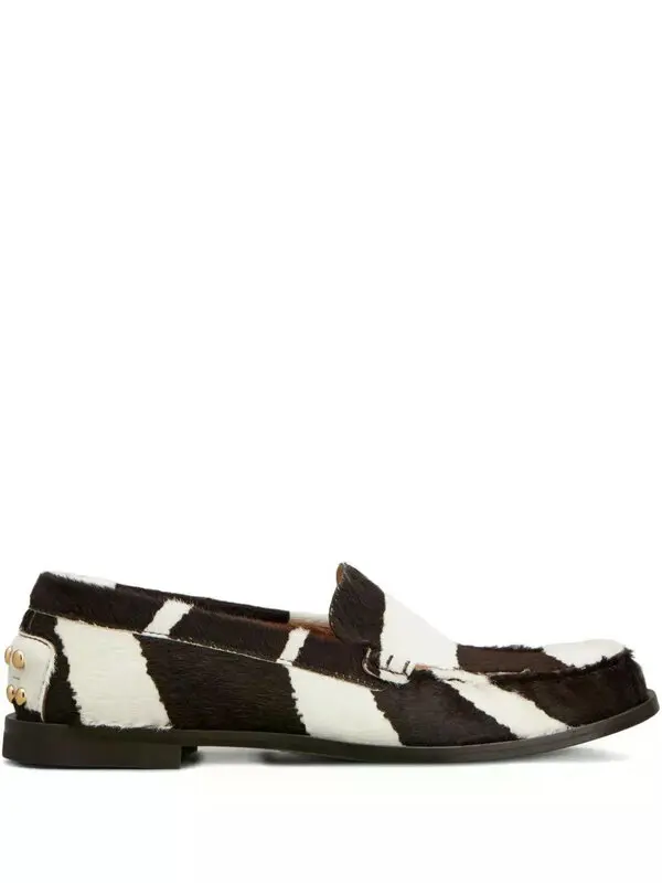 TOD'S Striped Studded Loafers - Brown