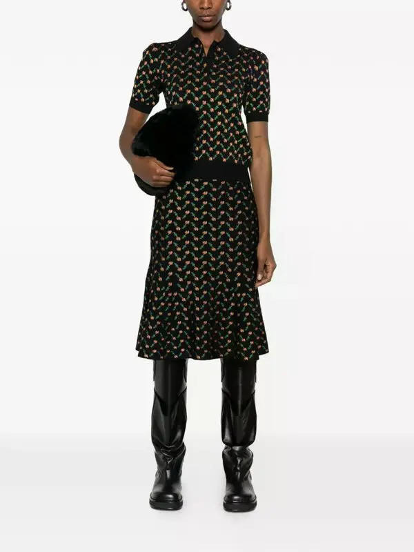 Alexander McQueen Floral-jacquard Polo Top - Black
