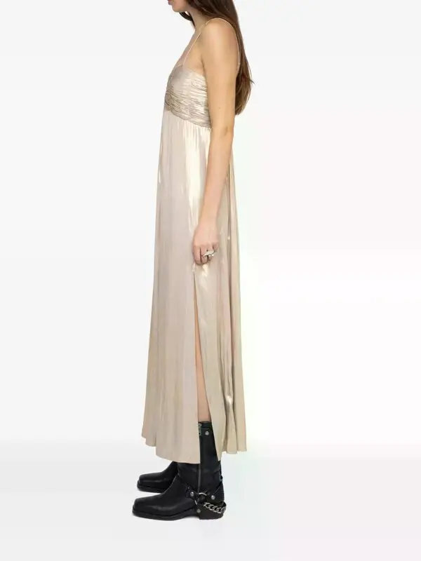 Zadig&Voltaire Ruched Satin Maxi Dress - Neutrals