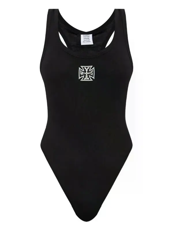 Vetements Logo-embroidered Bodysuit - Black