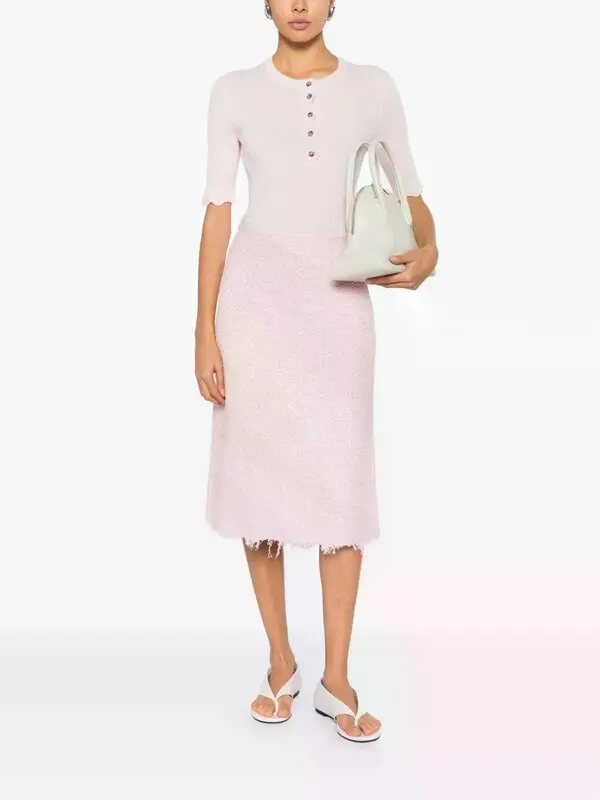 ALLUDE Button-fastening Ribbed Top