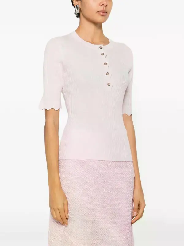 ALLUDE Button-fastening Ribbed Top