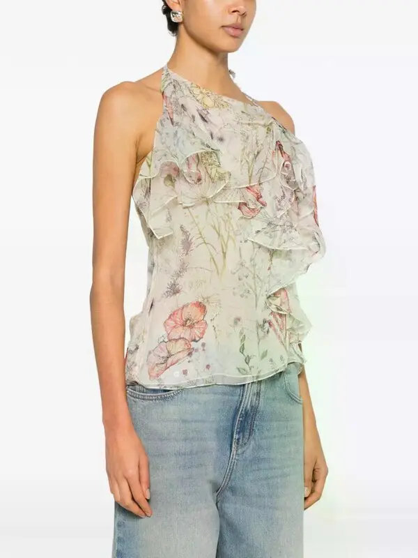 Alexander McQueen Floral-print Top - Neutrals