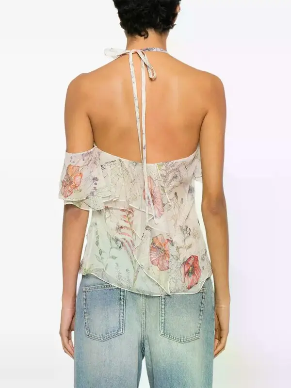 Alexander McQueen Floral-print Top - Neutrals