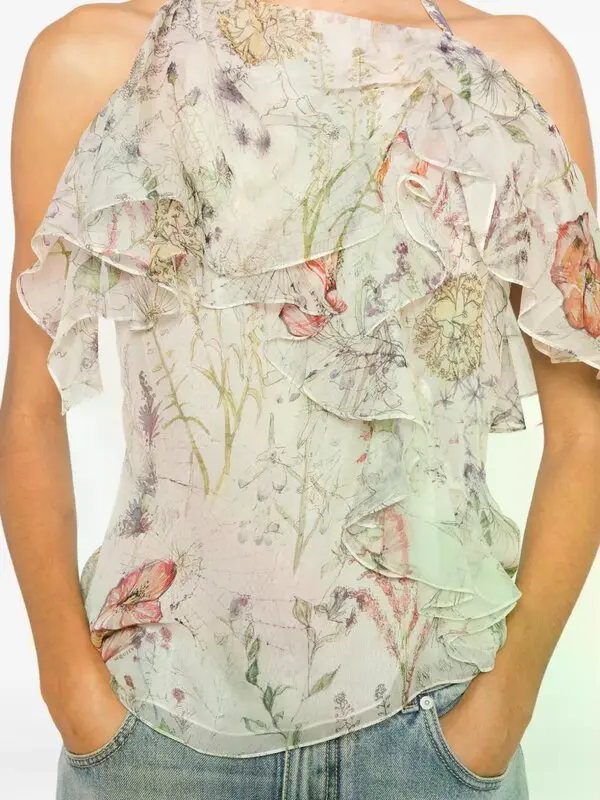 Alexander McQueen Floral-print Top - Neutrals
