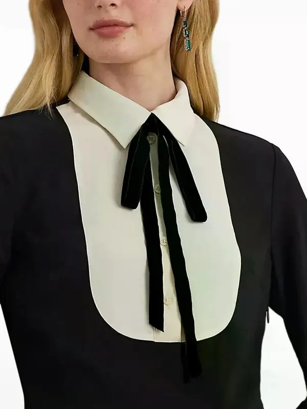Ralph Lauren Georgette Collared Bow Midi Dress