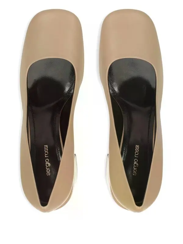 SERGIO ROSSI Convex Square-toe Pumps - Neutrals