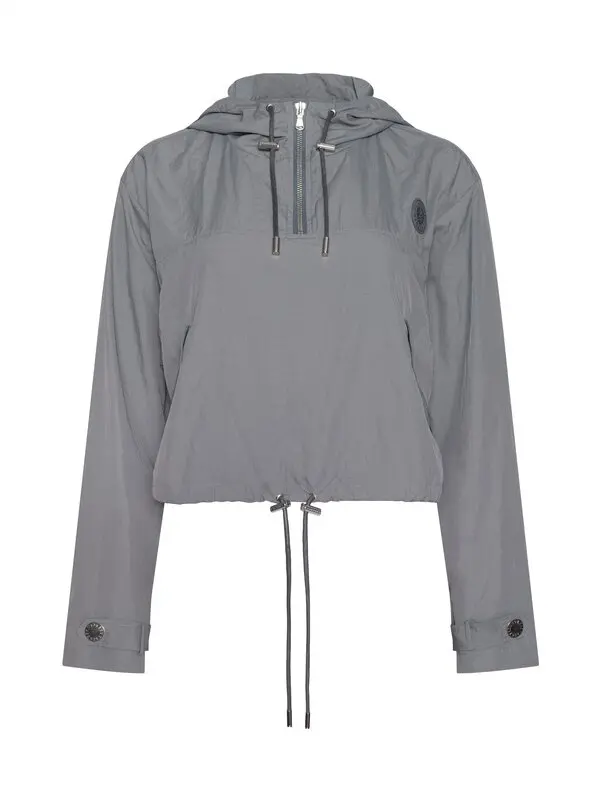 L'Agence Bronwyn Cropped Windbreaker - Medium Grey