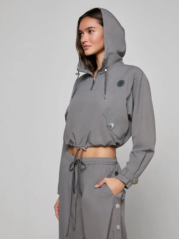 L'Agence Bronwyn Cropped Windbreaker - Medium Grey