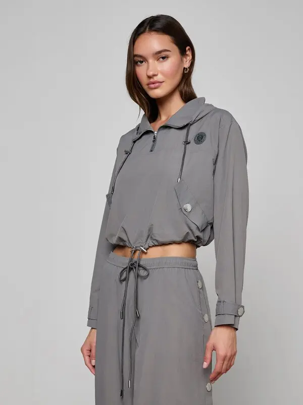 L'Agence Bronwyn Cropped Windbreaker - Medium Grey