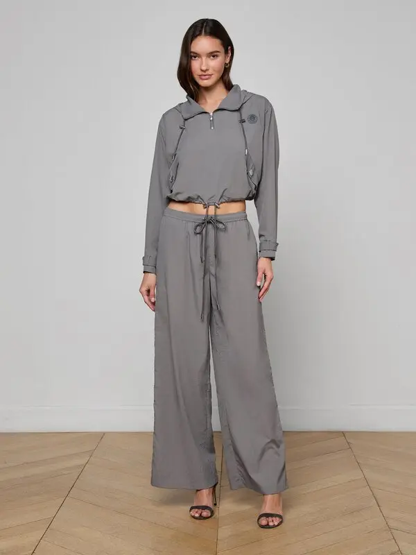 L'Agence Bronwyn Cropped Windbreaker - Medium Grey