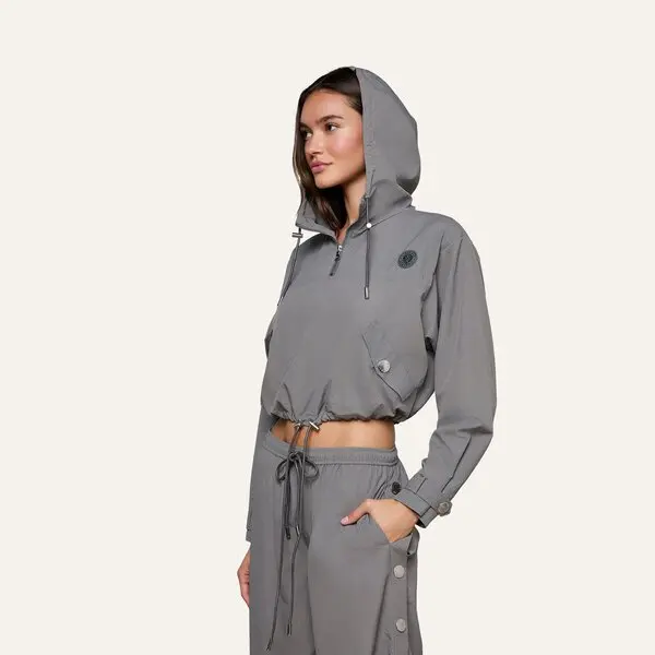 L'Agence Bronwyn Cropped Windbreaker - Medium Grey