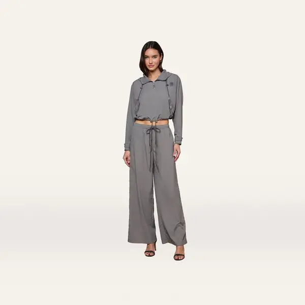 L'Agence Bronwyn Cropped Windbreaker - Medium Grey