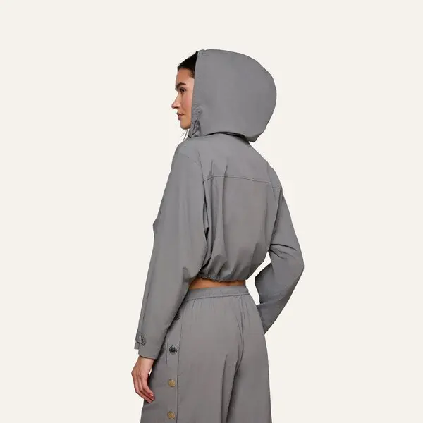 L'Agence Bronwyn Cropped Windbreaker - Medium Grey