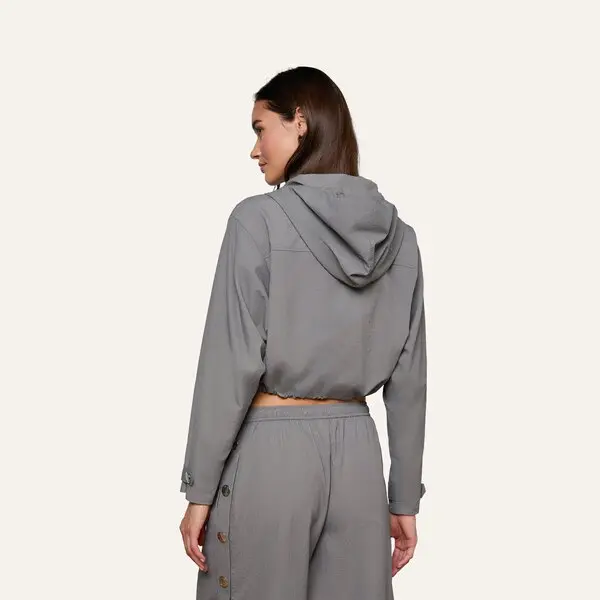 L'Agence Bronwyn Cropped Windbreaker - Medium Grey