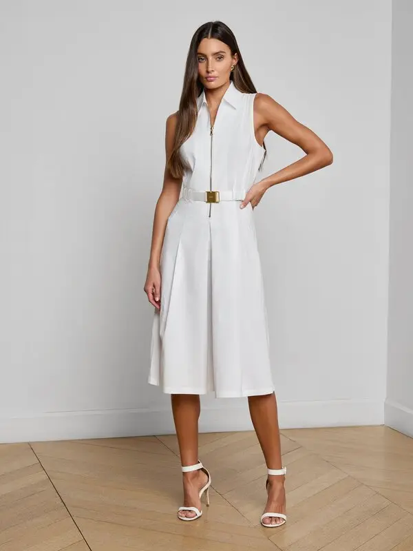 L'Agence Kylo Poplin Shirt Dress - White