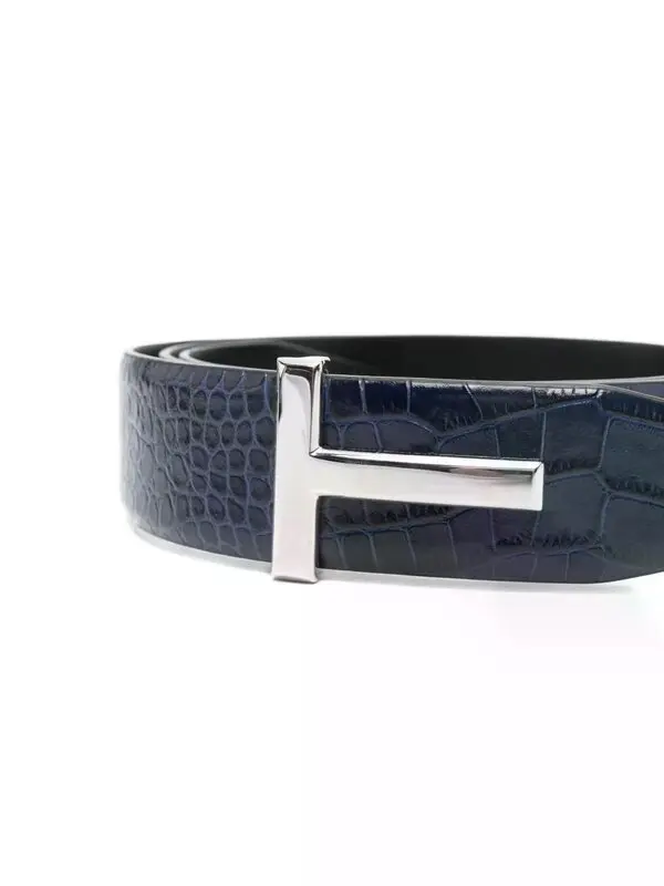 TOM FORD Crocodile-effect Leather Belt