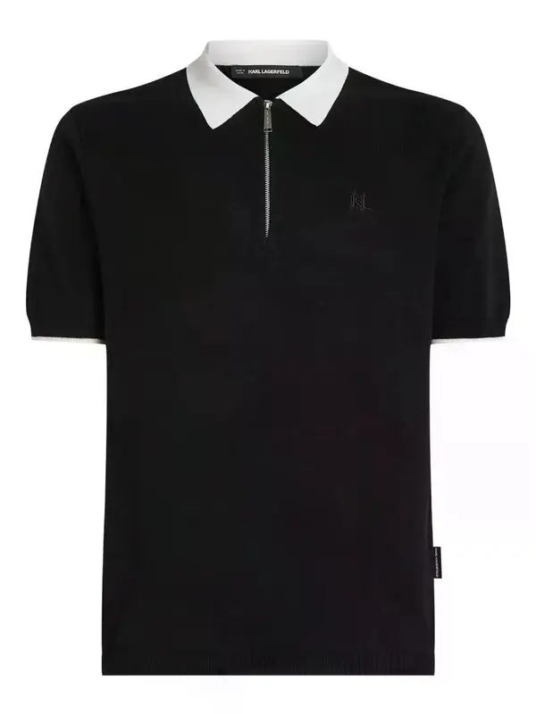 Karl Lagerfeld Contrast-collar Half-zip Polo Shirt