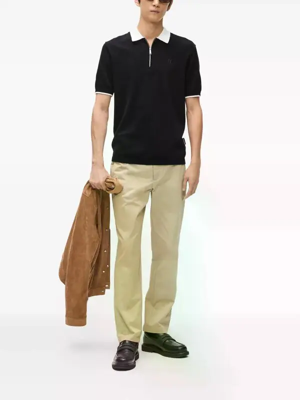 Karl Lagerfeld Contrast-collar Half-zip Polo Shirt